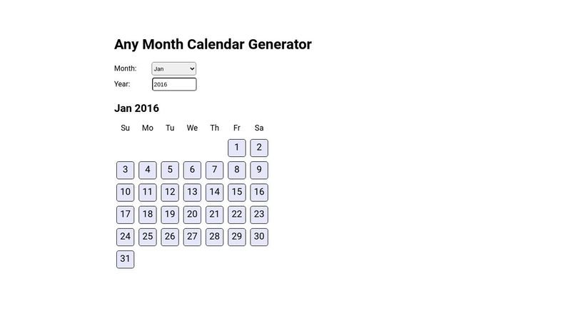 Monthly Calendar Generator monthly-calendar-generator