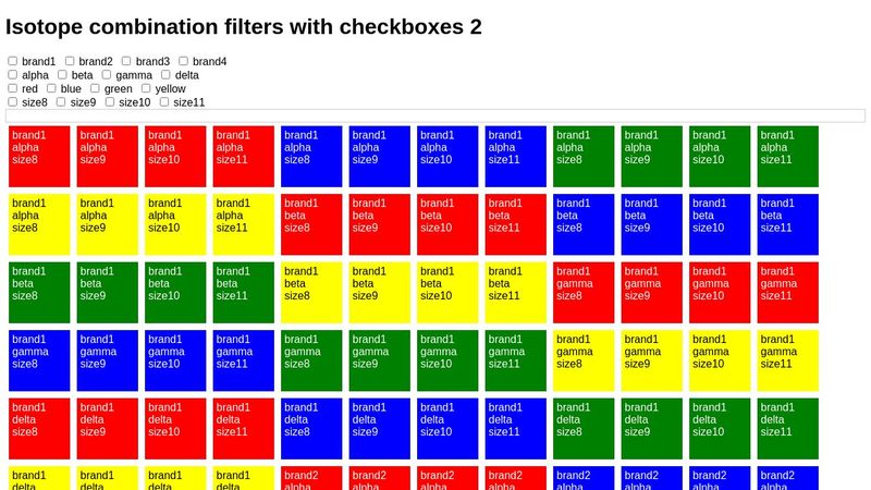 Isotope combination filters with checkboxes 2