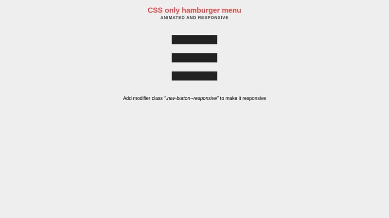 CSS only hamburger menu - animated and responsive