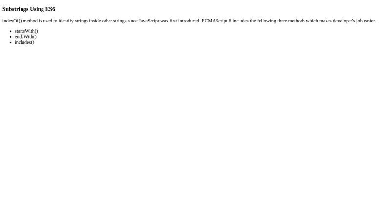 Substrings using ES6.