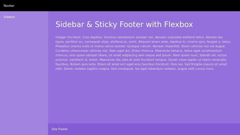 Sidebar & Sticky Footer with Flexbox