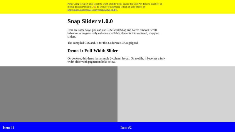 Snap Slider v1.1.0 (uses CSS Scroll Scrap and native Smooth Scroll)