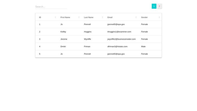 Pure MDL React Datatable