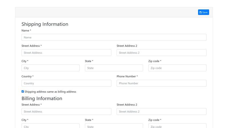 Bootstrap 4 Shipping Form