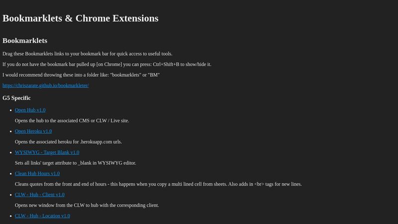 Bookmarklets & Chrome Extensions