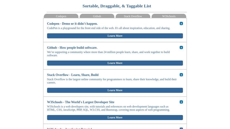 Sortable Draggable Taggable List - Jquery