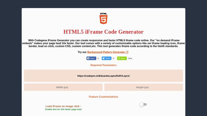HTML5 iFrame Code Generator