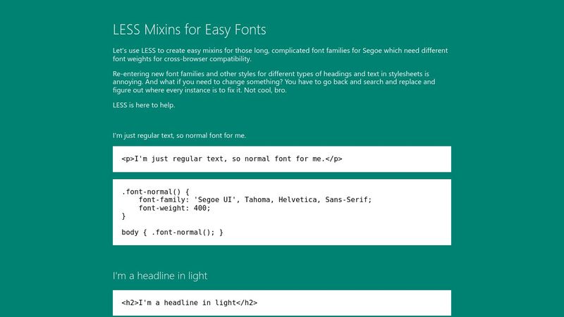 LESS Mixins for Easy Fonts