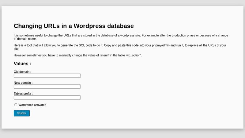 Changing URLs in a Wordpress database