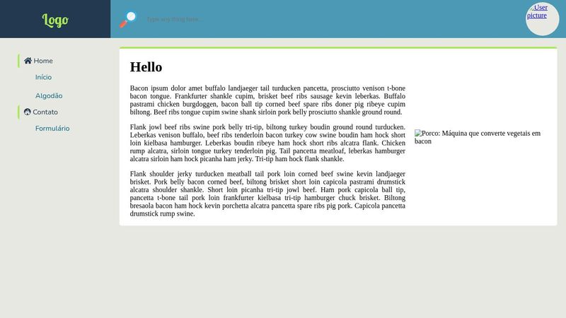 Layout flex with menu sidebar pure CSS