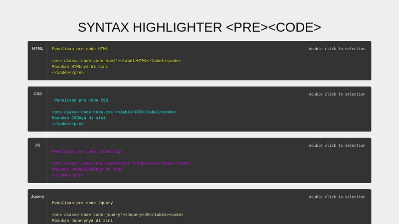 Syntax Highlighter Pre Code