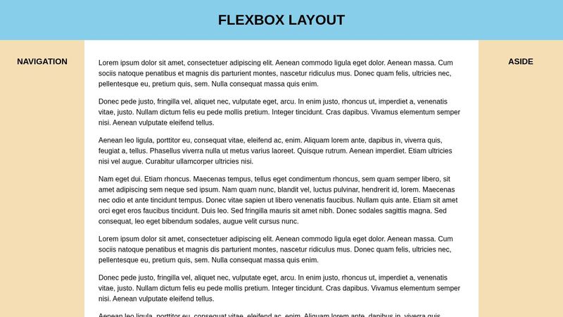 Satisfying FlexBox Holy Grail Layout