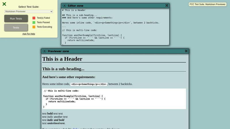 Front-end: Build a Markdown Previewer