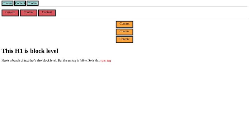CSS Display Property (inline vs. block vs. inline block)
