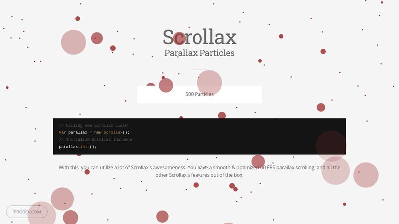 Parallax Particles via Scrollax.js