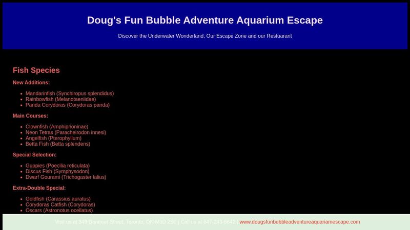 Doug's Fun Bubble Adventure Aquariam Escape made by HTML and CSS (do not call the phone number i ...