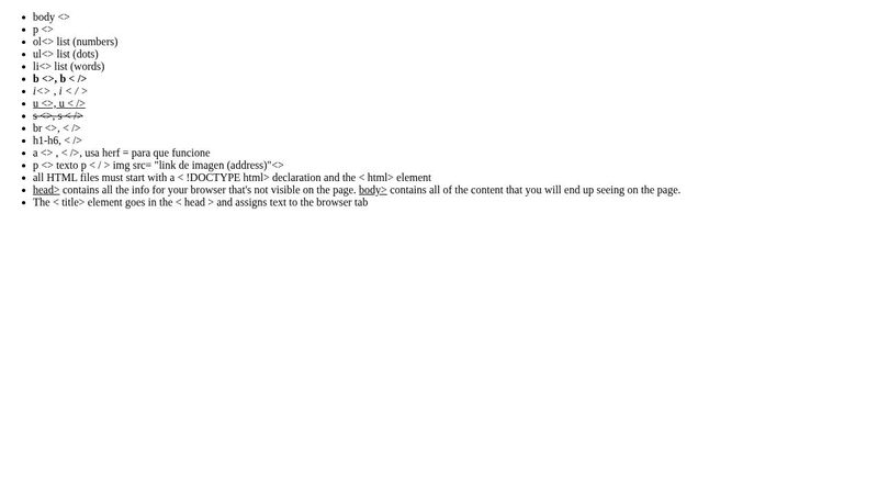 commands for html I've learn