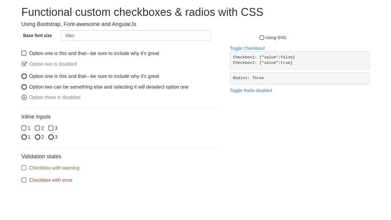 Functional custom checkboxes & radios with CSS