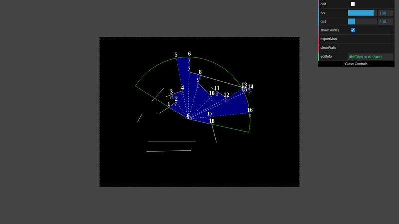 2d visibility casting (non uniform walls)