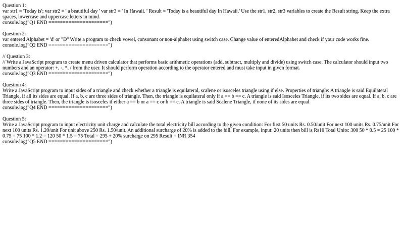 Assignment-1: JavaScript Basic Coding