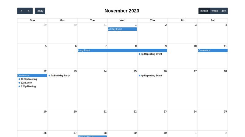 fullcalendar aria-label