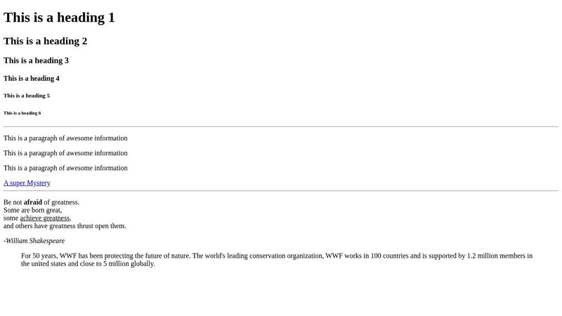 HTML Temp Elements/styles Boiler plate etc
