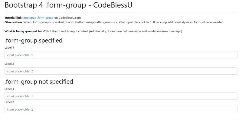 Bootstrap 4 .form-group - CodeBlessU