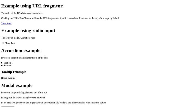 Javascript-less Visibility Toggles