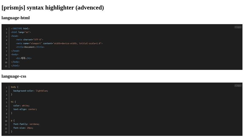 [prismjs] syntax highlighter (advenced)