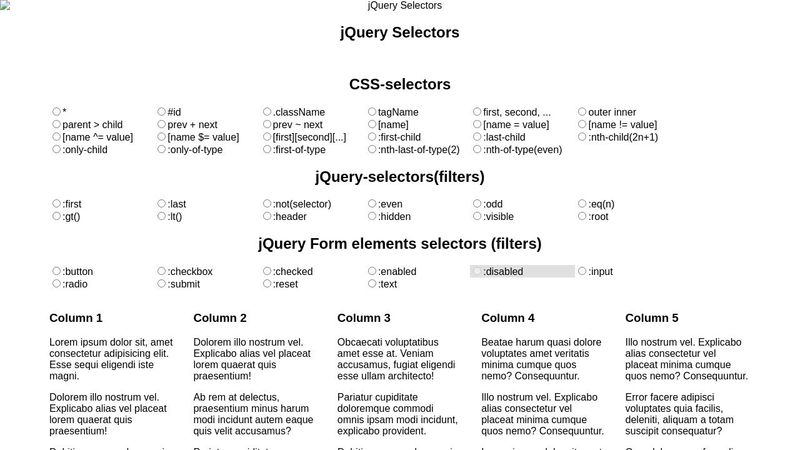 jQuery selectors