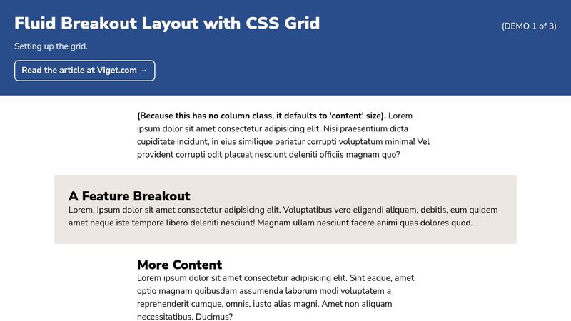 Fluid Breakout Layout with CSS Grid - Basic