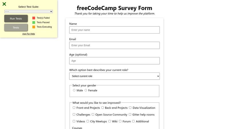 Responsive Web Design Projects - Build a Survey Form