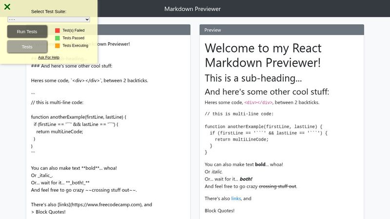 React Markdown Previewer
