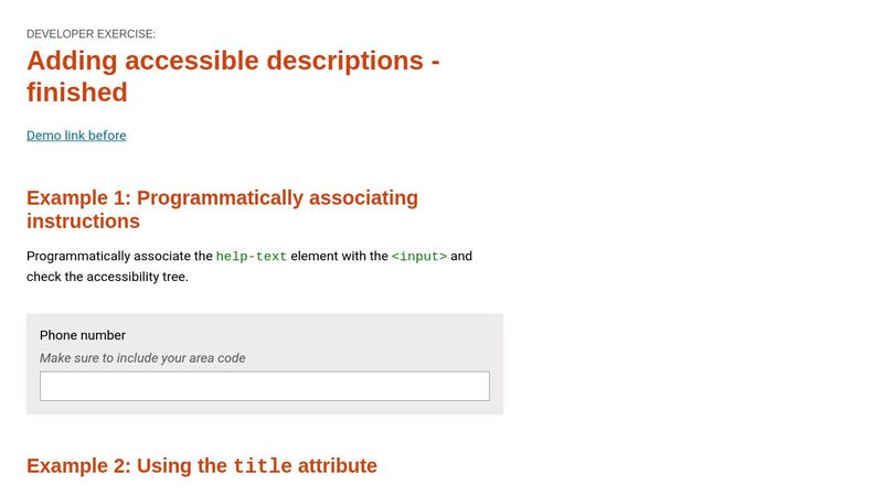 DEVELOPER EXERCISE: Adding accessible descriptions - finished