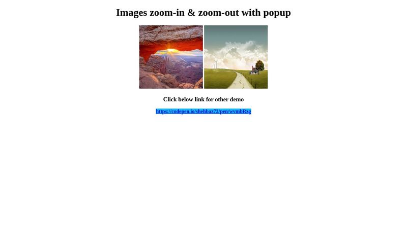 Images zoom-in & zoom-out with popup