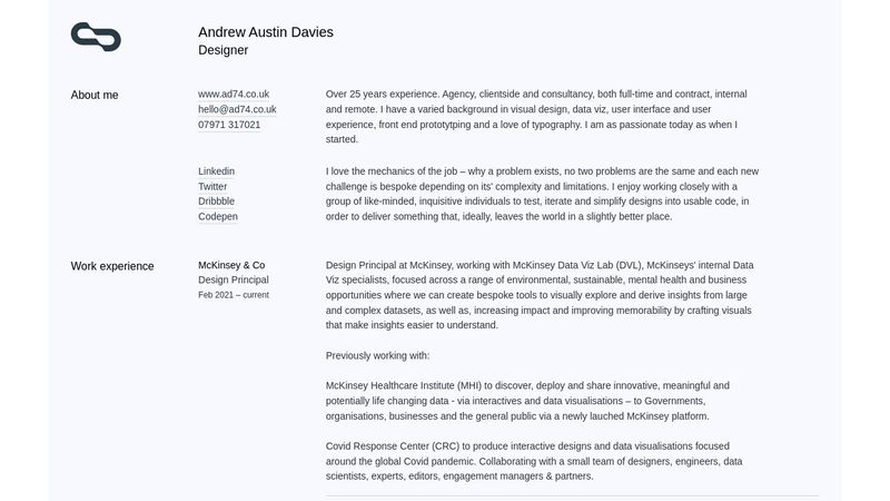 CSS Grid + Flexbox: responsive cv layout