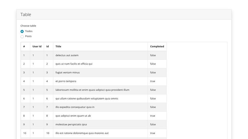 Dynamically Render Table