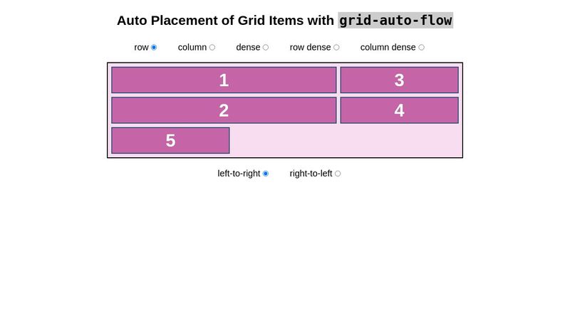 Auto Placement of Grid Items with grid-auto-flow
