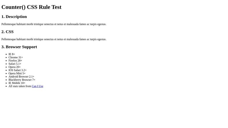 Counter() CSS Rule