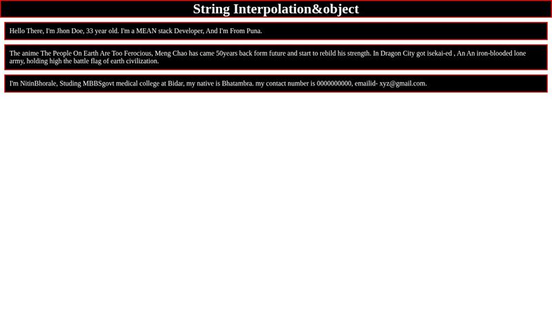 String Interpolation&object