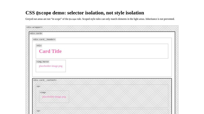 CSS `@scope` demo: selector isolation, not style isolation