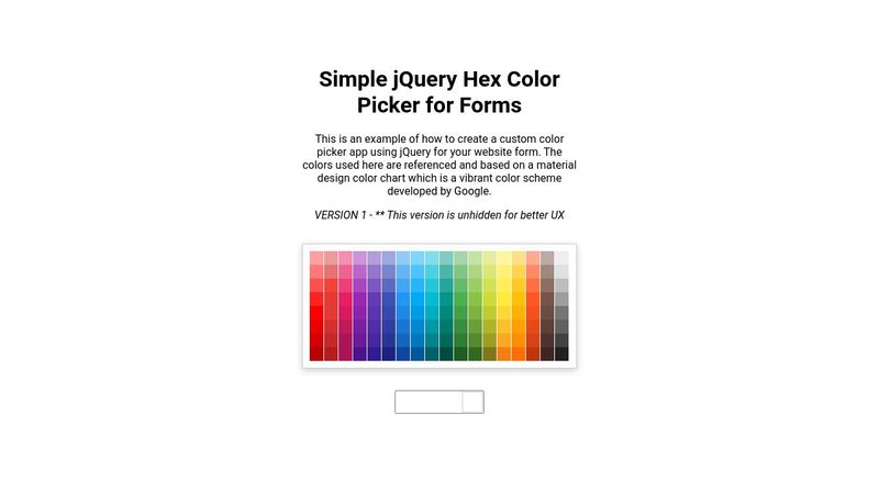 Simple jQuery Hex Color Picker for Forms