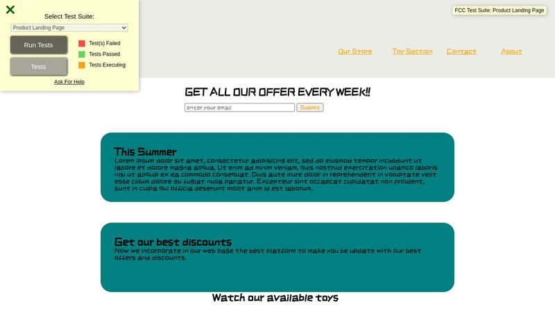 FCC: Product Landing Page