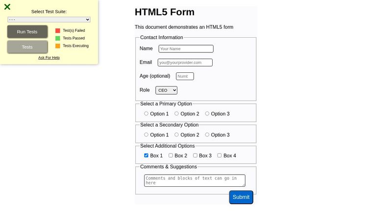 Survey Form HTML5