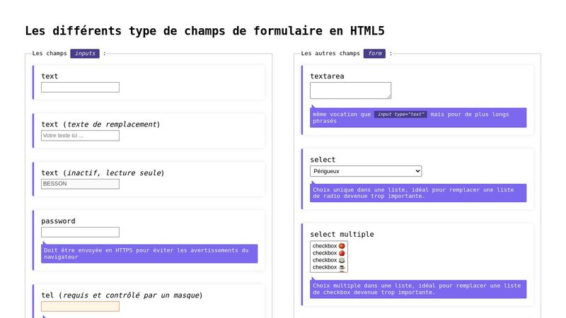 [HTML] form's fields