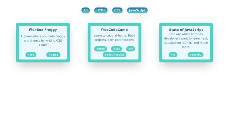 Filtering Component Vanilla Javascript Tailwindcss And Html Tag