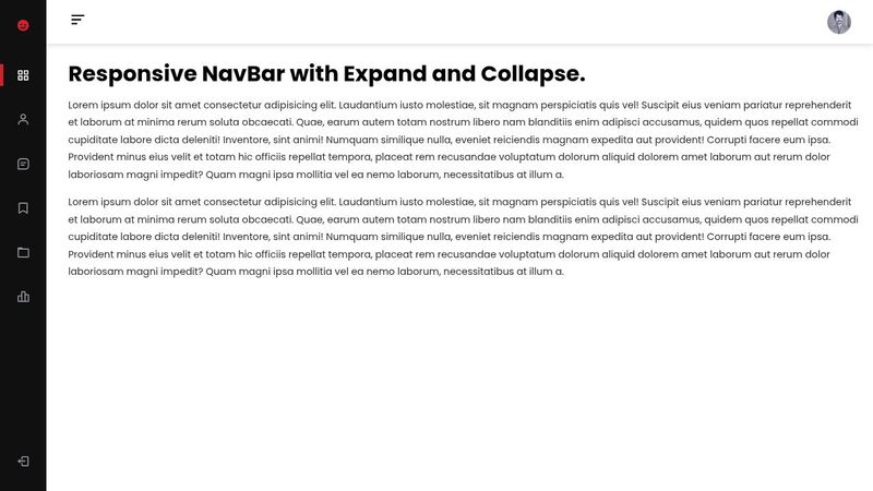 Responsive Side NavBar with Expand and Collapse using Vanilla JavaScript