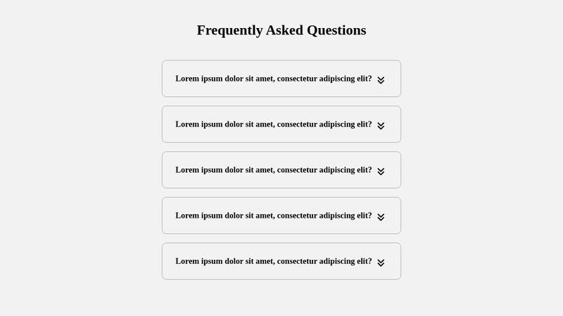 Simple FAQ Section with Expanding Boxes