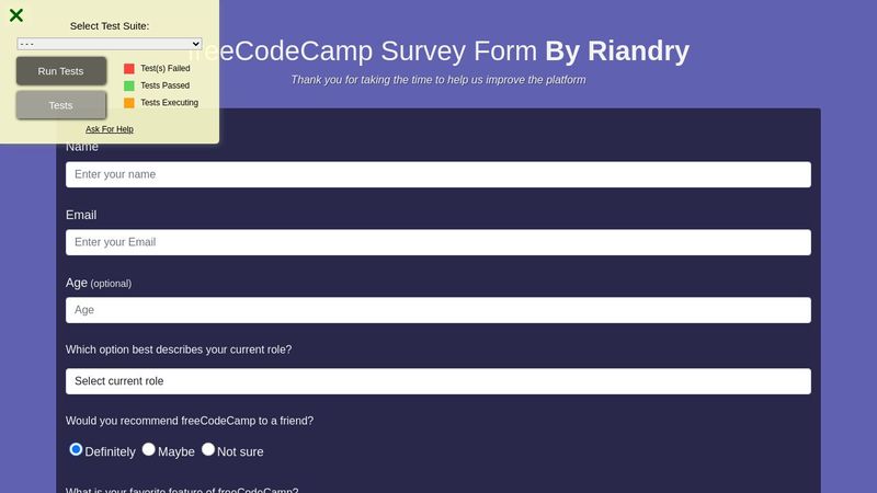 FreeCodeCamp Survey Form