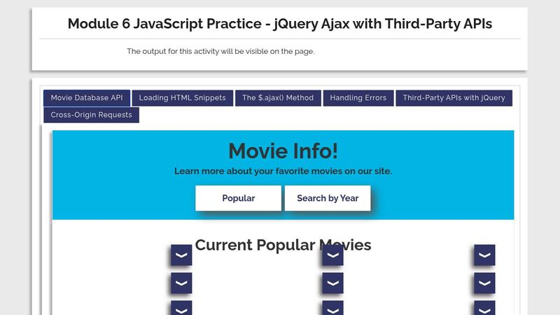 Module 6 Coding Activity - jQuery Ajax with Third-Party APIs - STARTER - PLEASE FORK